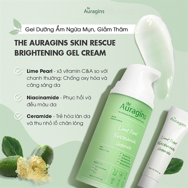 Gel dưỡng ẩm ngừa mụn, giảm thâm The Auragins Skin Rescue Brighttening ...