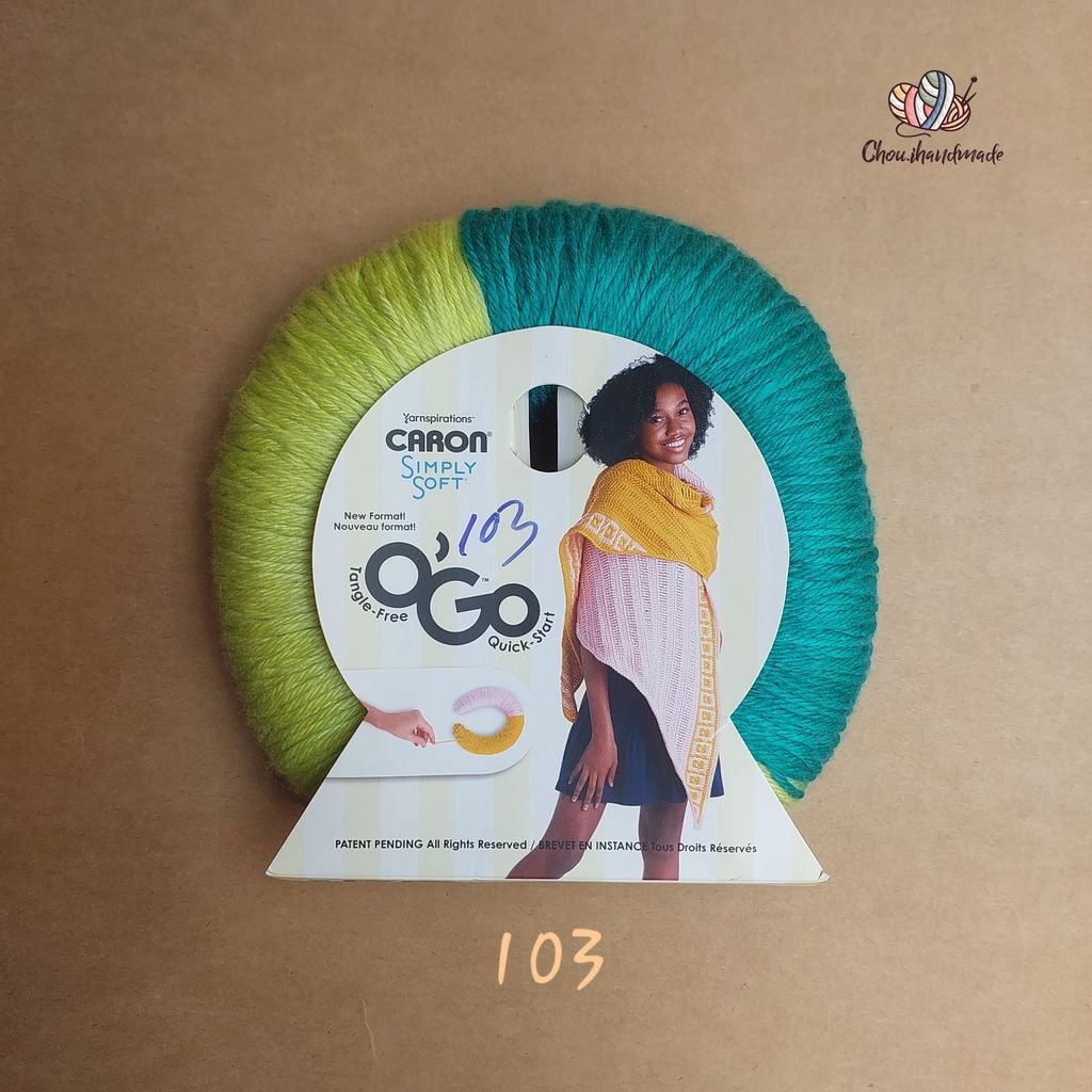 Len loang O'GO Simply Softy nhập khẩu từ Caron đan móc khăn, nón, chăn