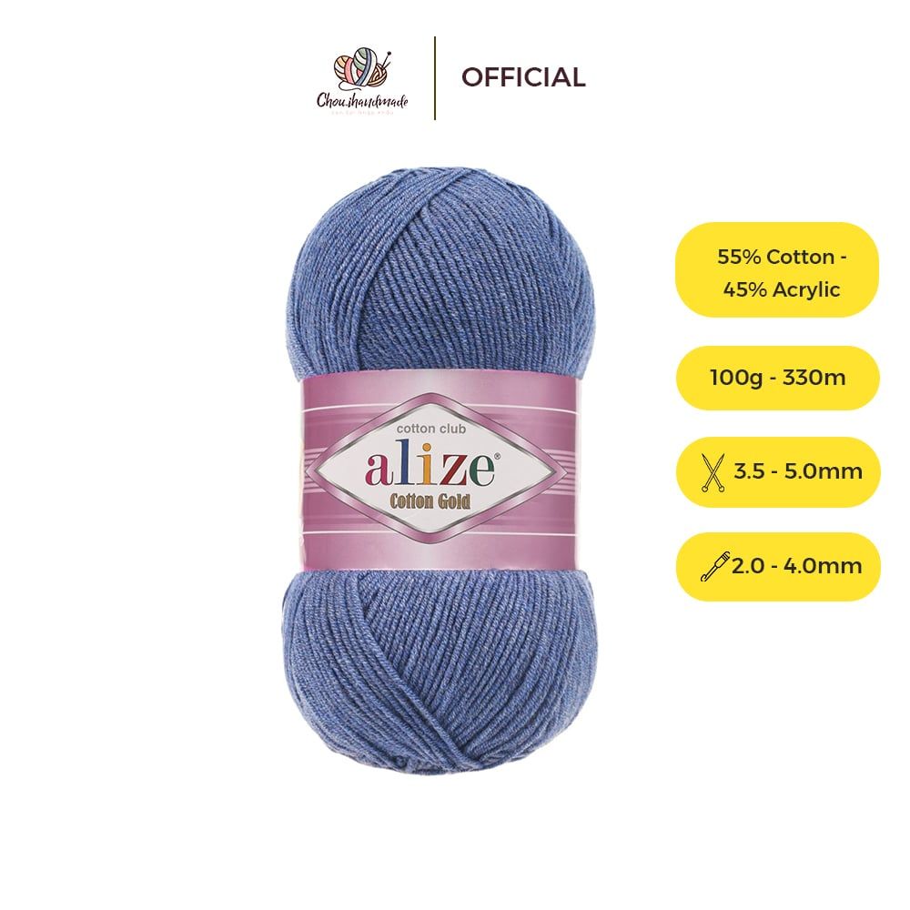 Len hè Cotton Gold nhập khẩu từ Alize Yarns, đan móc đồ hè, thú, nón c