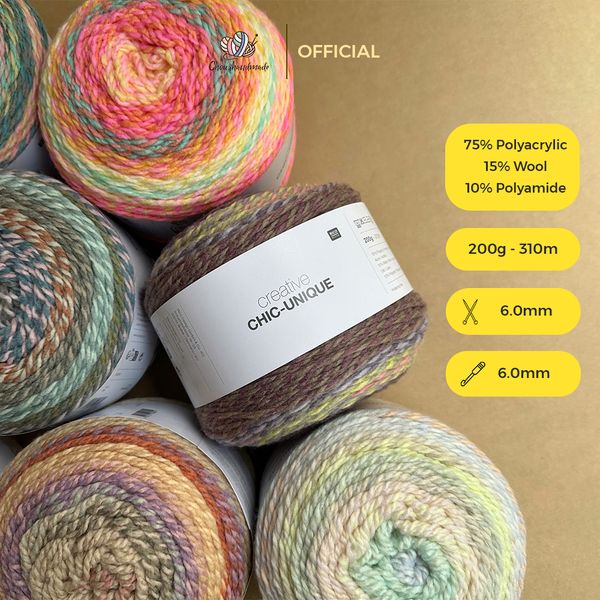 Len Creative Chic-Unique nhập từ Rico, đan móc áo, khăn