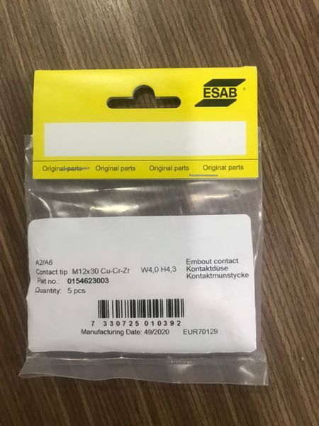 ESAB 0154623003 CONTACT TIP M12x30 Cu, Cr, Zr - 5 pcs