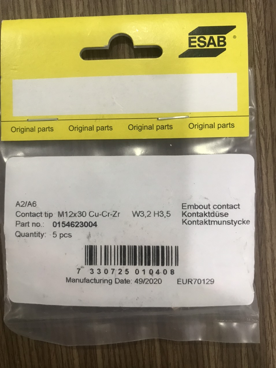 ESAB 0154623003 CONTACT TIP M12x30 Cu, Cr, Zr - 5 pcs
