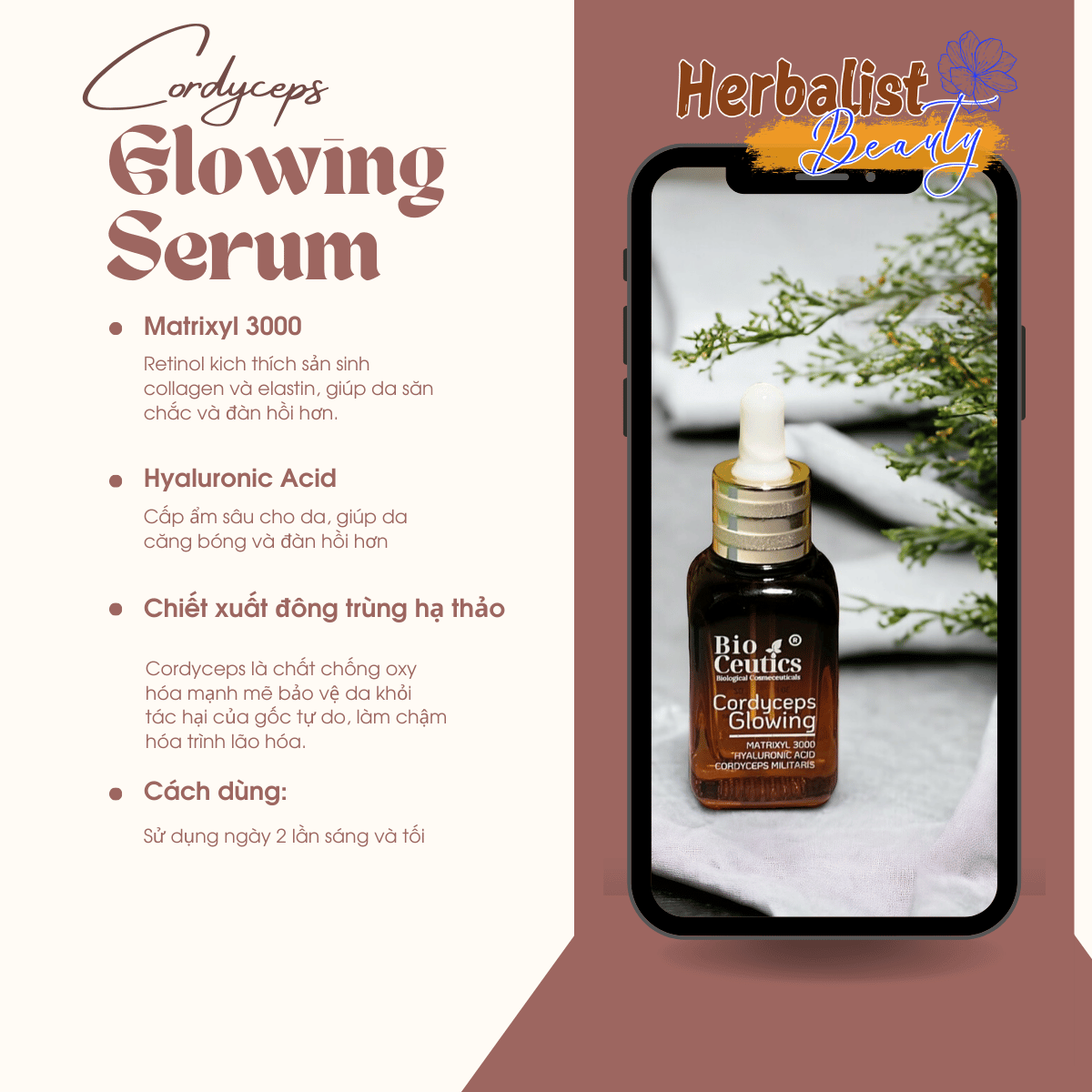 Serum Cordyceps Glowing Serum Matrixyl 3000 Hyaluronic Acid 30ml ...