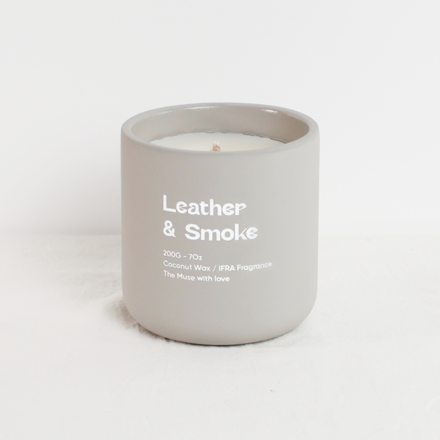 Nến thơm The Muse - Leather & Smoke - Hương Nước Hoa Nam
