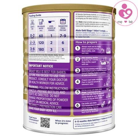 Sữa Alula Gold số 1 Newborn Infant của Úc cho bé 0-6 tháng hộp 900g ...