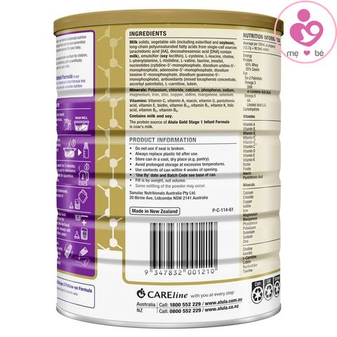 Sữa Alula Gold số 1 Newborn Infant của Úc cho bé 0-6 tháng hộp 900g ...