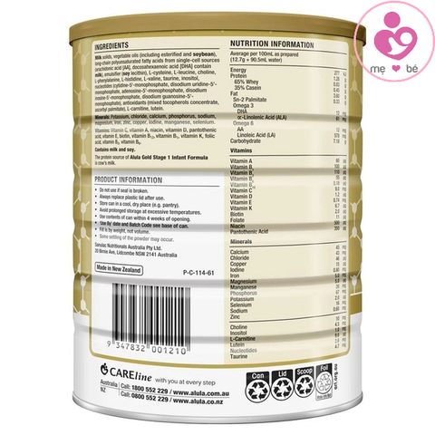Sữa Alula Gold số 1 Newborn Infant của Úc cho bé 0-6 tháng hộp 900g ...