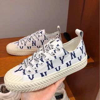 Giày MLB playball mono Newyork bệt 2 màu trắng đen unisex nam nữ MÀU T ...