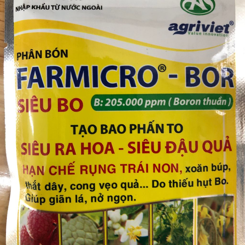Phân bón kích ra hoa đậu quả Farmicro Bor 10g, phân bón siêu bo, phân ...