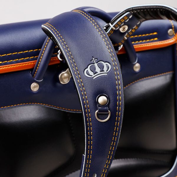 Cặp Randoseru Mimi Cube Yoko Denim X Camel - Yellow Stitching - Just From Japan Viet Nam