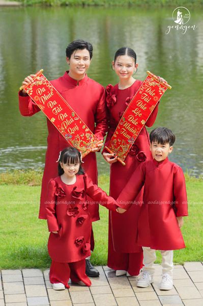 Áo Dài Bé Trai Tafta Tre Đỏ Cao Cấp – Áo dài Gen And Gen