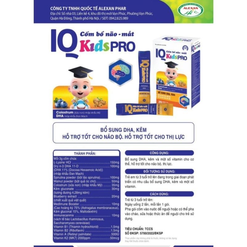 Cốm bổ não - mắt IQ KIDS PRO – Nhà Thuốc Kim Ngọc 2