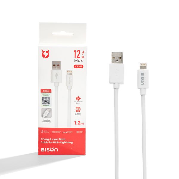 Cáp sạc 12W Bison USB (Type-A) to Lightning dây dài 1m2 - MR DEE STORE