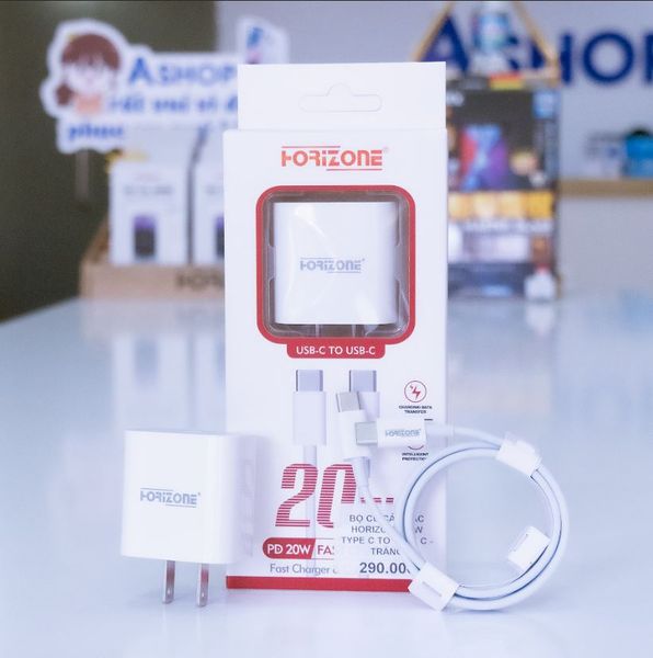 Bộ củ cáp sạc HORIZONE 20W Type C to Type C