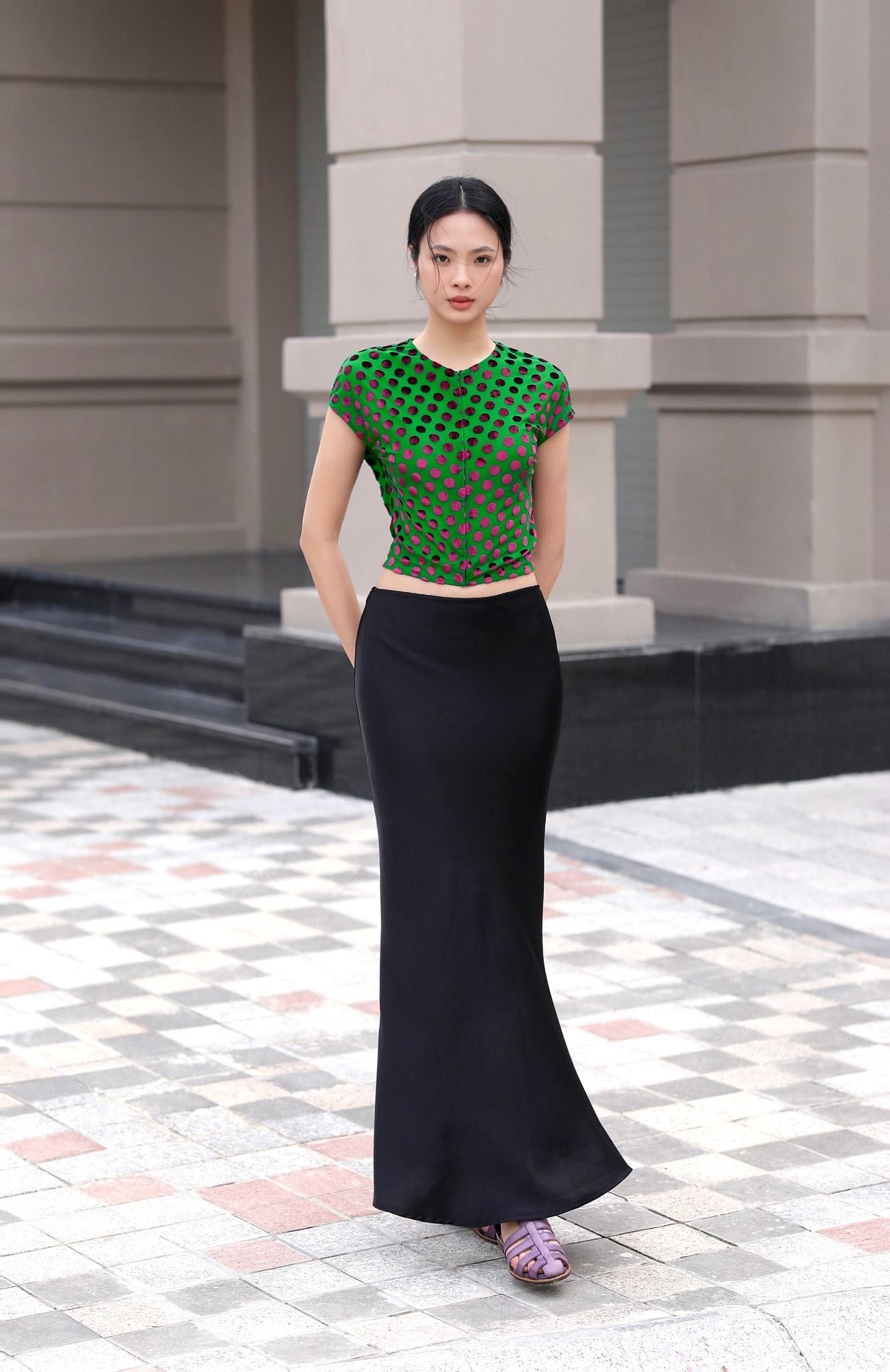 Chân váy dài lụa đen – COSETTE VIETNAM