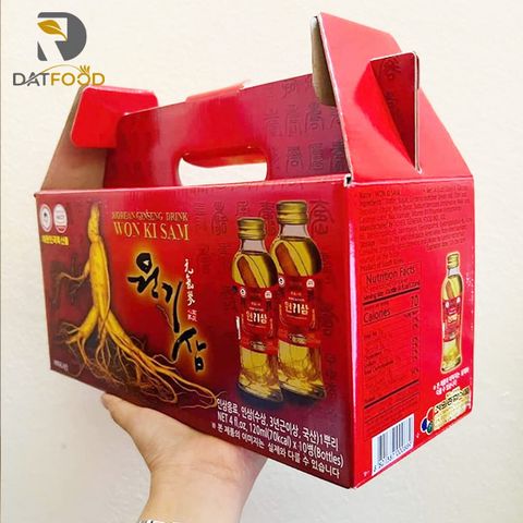 Nước hồng sâm có củ Won Ki Sam Hàn Quốc hộp 10 chai x 120ml – Đạt Food