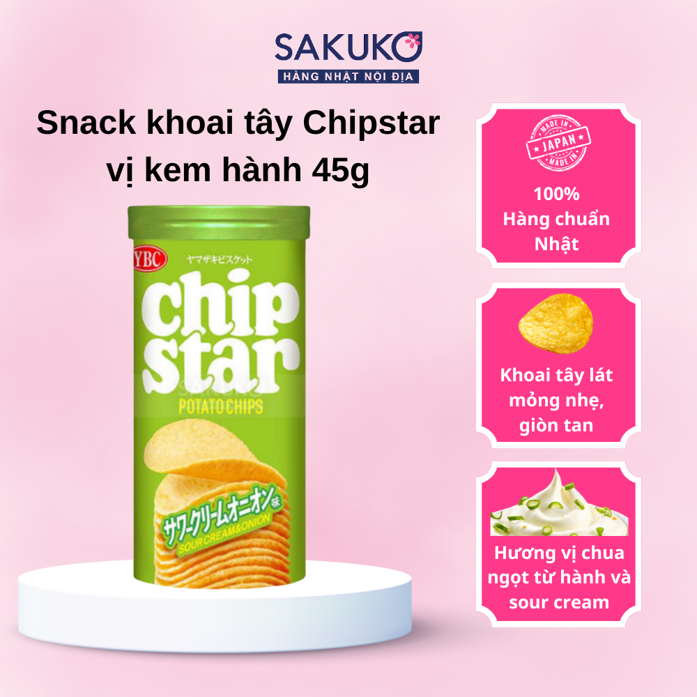 YBC- SNACK KHOAI TÂY CHIPSTAR VỊ KEM HÀNH 45G