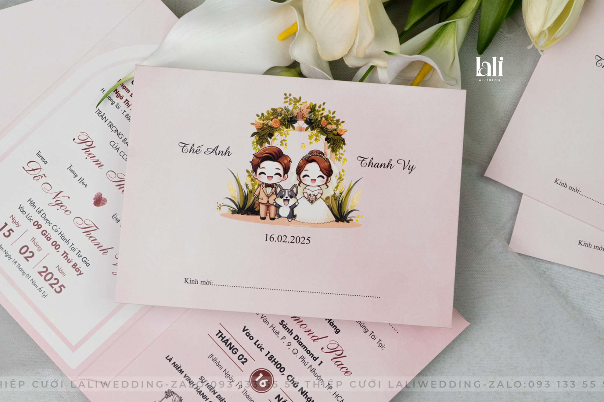 Thiệp cưới gập ba - Mẫu B0657 – Lali Wedding
