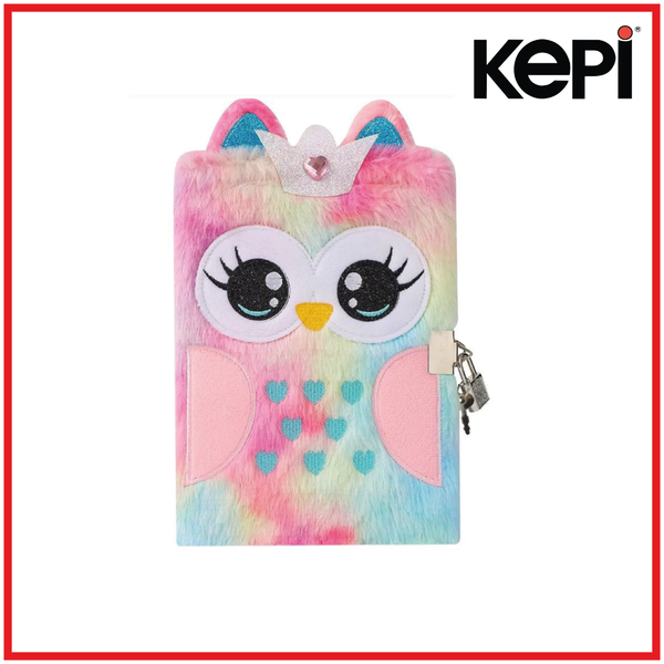 Notebook w/Lock Fur Owl w/Crown Pk 21x14cm– Treats & Sweets