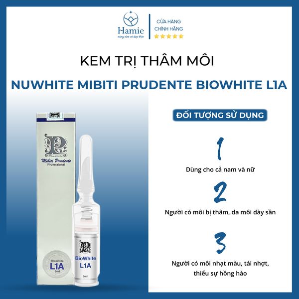 Hồng Môi L1A Kem Nuwhite Mibiti Prudente BioWhite 5ml MỹHồng Môi L1A Kem Nuwhite Mibiti Prudente ...