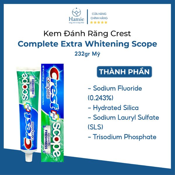 Kem Đánh Răng Crest Complete Extra Whitening Scope 232gr MỹKem Đánh ...