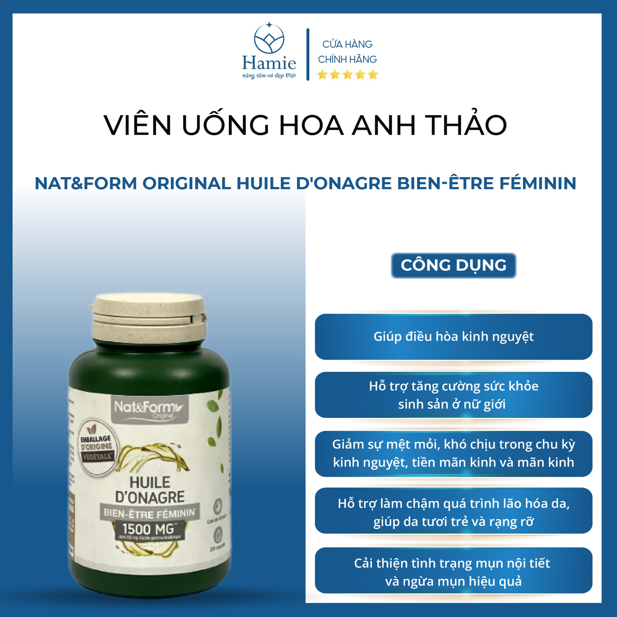 Viên Uống Hoa Anh Thảo Nat&Form Original 200 Viên PhápViên Uống Hoa Anh ...