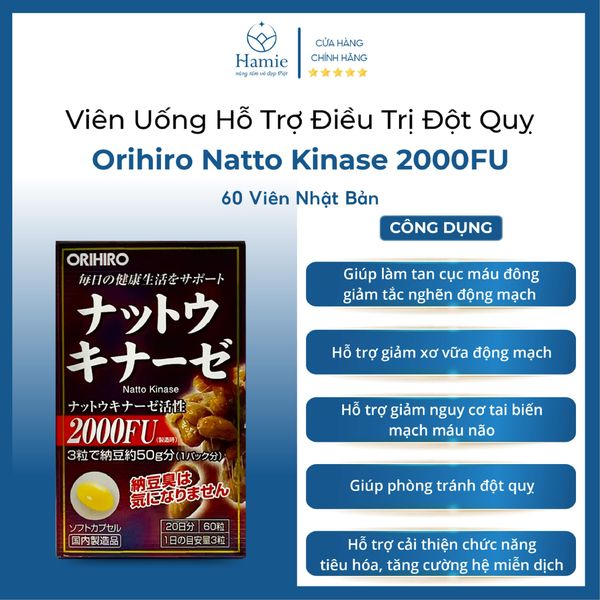 Viên Uống Đậu Nành Đột Quỵ Orihiro Natto Kinase 2000FU 60 Viên Nhật ...