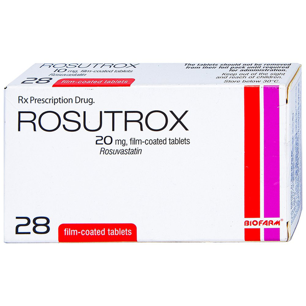 Thuốc Rosutrox 20mg Biofarm điều trị tăng cholesterol máu và phòng ngừ ...