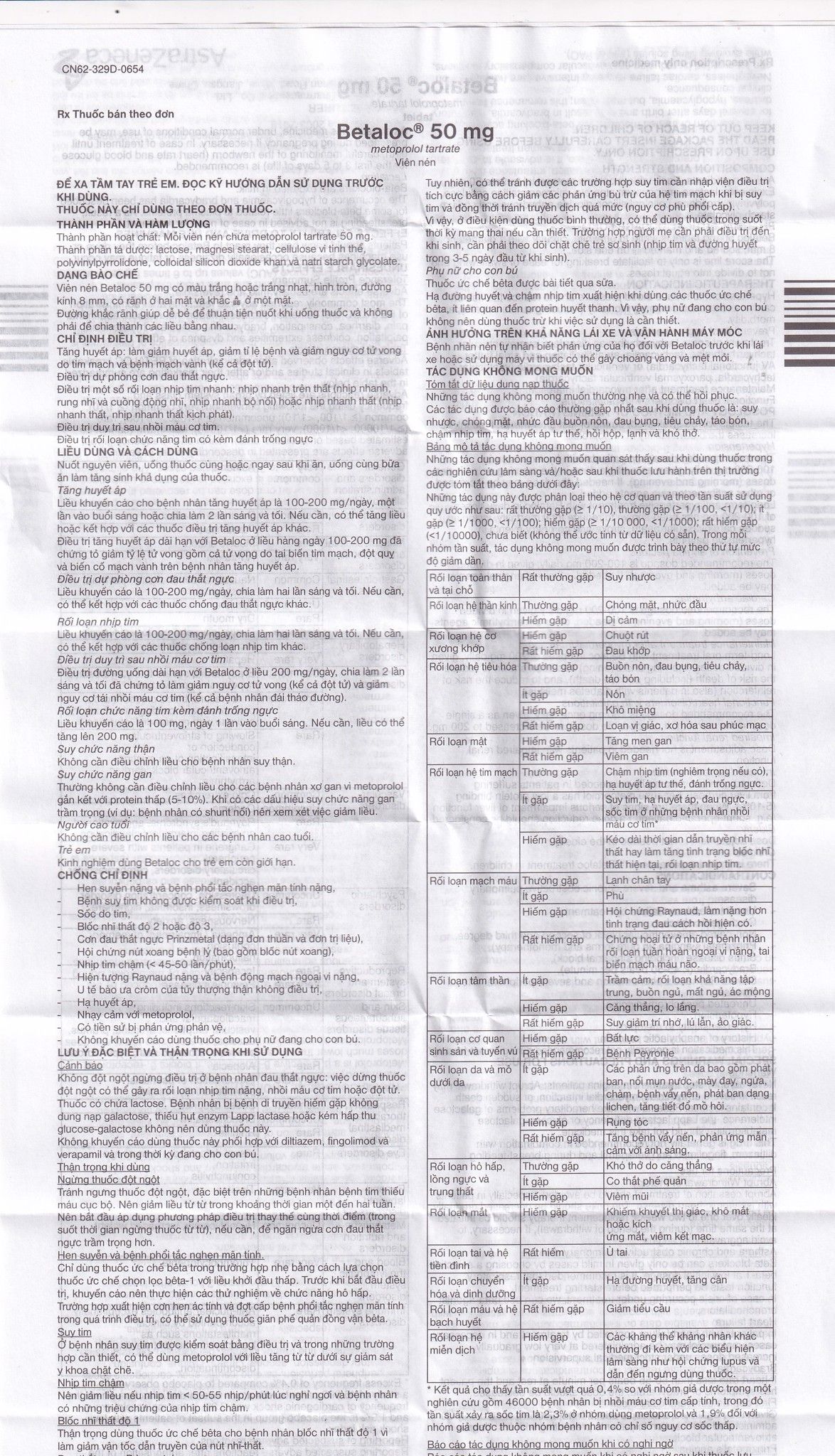 Thuốc Betaloc 50mg AstraZeneca điều trị tăng huyết áp, dự phòng đau th – Nhathuocsunrose.vn ...
