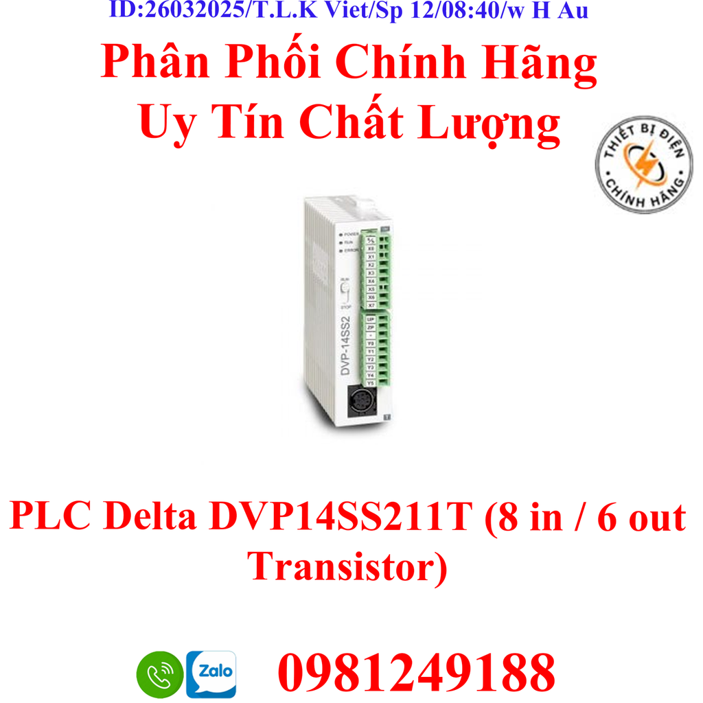 PLC Delta DVP14SS211T (8 in / 6 out Transistor) – thietbidienchinhhang