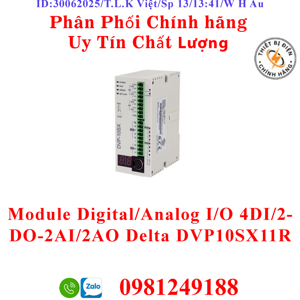 Module Digital/Analog I/O 4DI/2DO-2AI/2AO Delta DVP10SX11R – thietbidienchinhhang