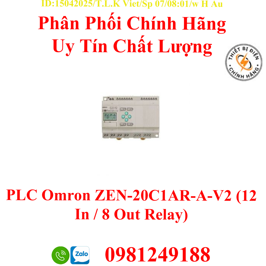 PLC Omron ZEN-20C1AR-A-V2 (12 In / 8 Out Relay) – thietbidienchinhhang