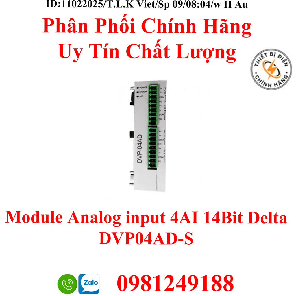 Module Analog input 4AI 14Bit Delta DVP04AD-S – thietbidienchinhhang
