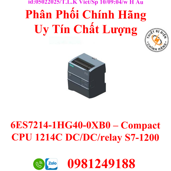 CPU 6ES7214-1HG40-0XB0 – Compact CPU 1214C DC/DC/relay S7-1200 ...