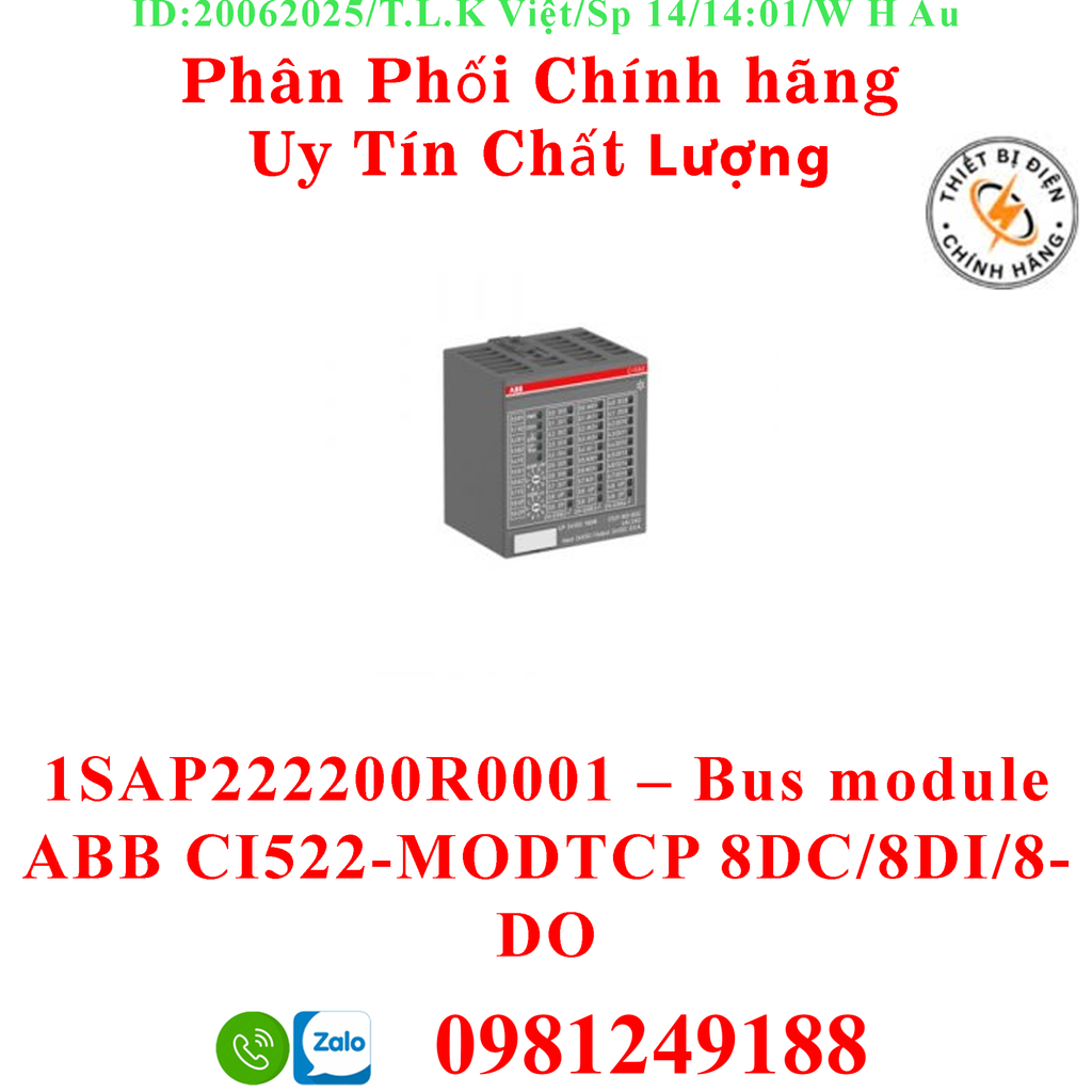 Module 1SAP222200R0001 – Bus module ABB CI522-MODTCP 8DC/8DI/8DO – thietbidienchinhhang