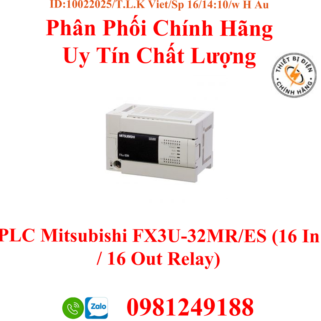 PLC Mitsubishi FX3U-32MR/ES (16 In / 16 Out Relay) – thietbidienchinhhang