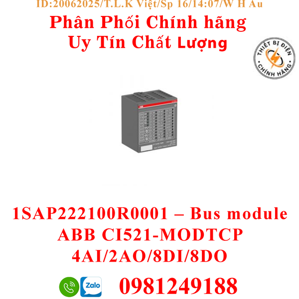 Module 1SAP222100R0001 – Bus module ABB CI521-MODTCP 4AI/2AO/8DI/8DO ...