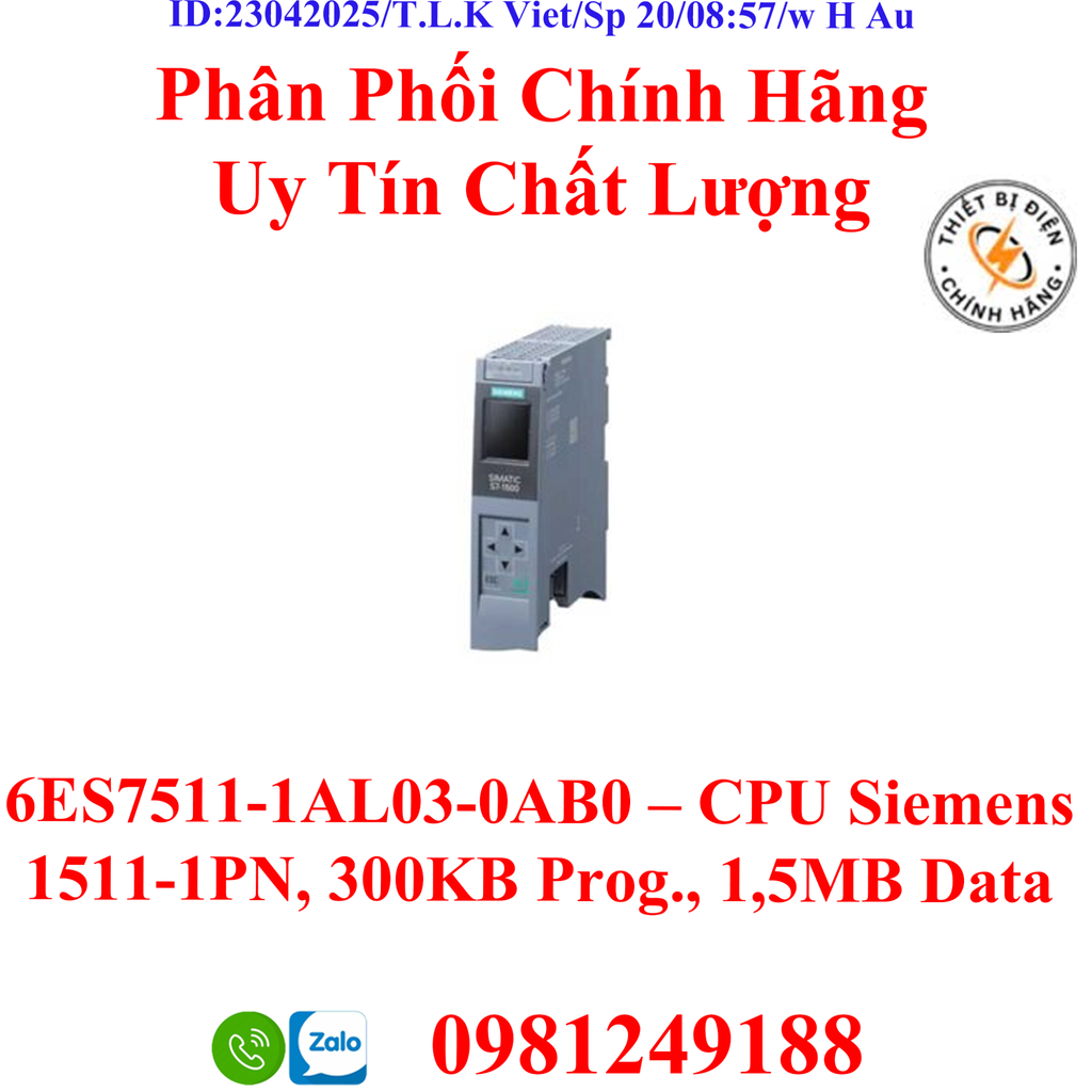 CPU 6ES7511-1AL03-0AB0 – CPU Siemens 1511-1PN, 300KB Prog., 1,5MB Data ...