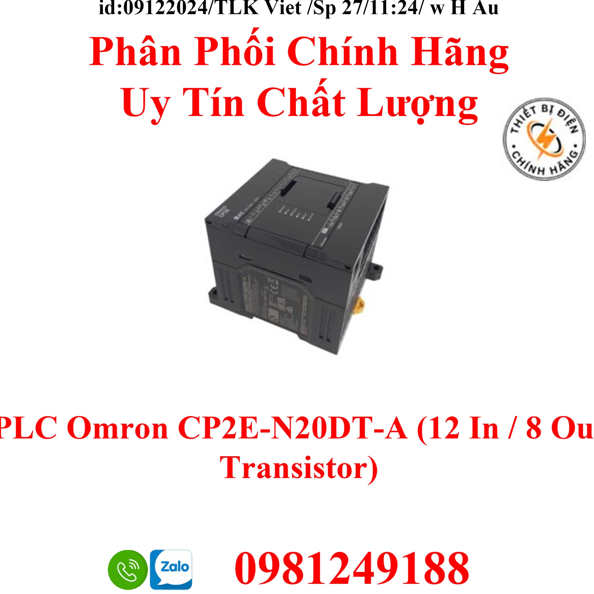 PLC Omron CP2E-N20DT-A (12 In / 8 Out Transistor) – thietbidienchinhhang