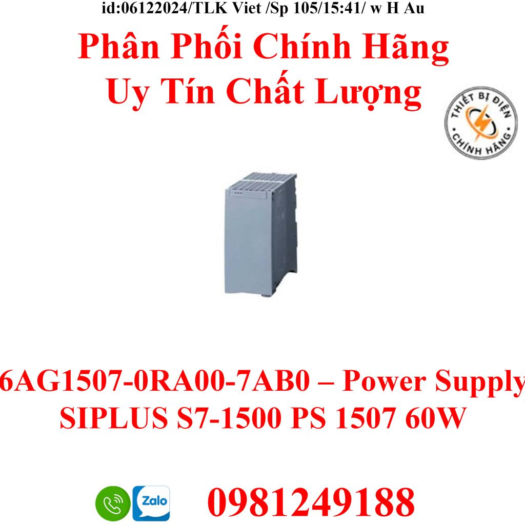 PLC 6AG1507-0RA00-7AB0 – Power Supply SIPLUS S7-1500 PS 1507 60W – thietbidienchinhhang