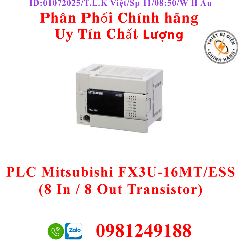 PLC Mitsubishi FX3U-16MT/ESS (8 In / 8 Out Transistor) – thietbidienchinhhang