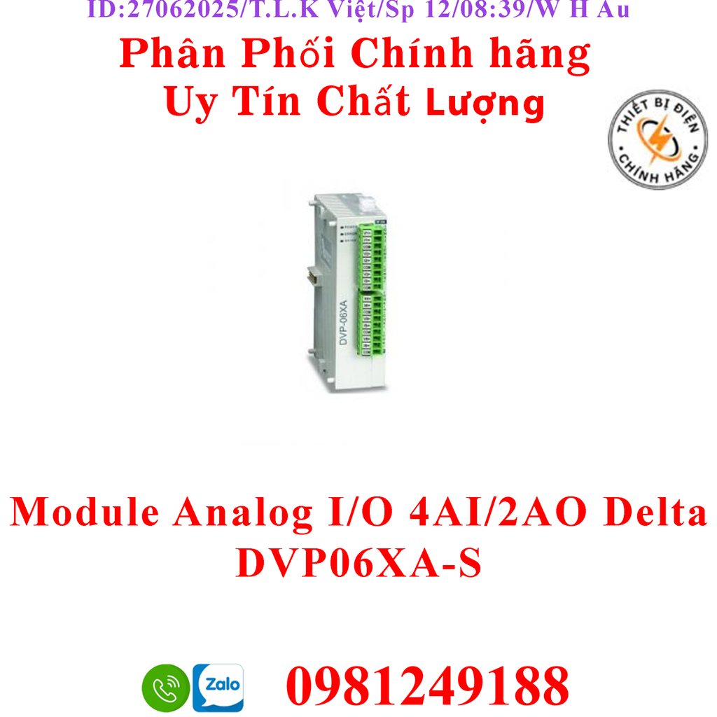 Module Analog I/O 4AI/2AO Delta DVP06XA-S – thietbidienchinhhang