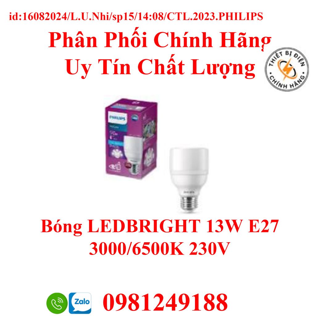 Bóng LEDBRIGHT 13W E27 3000/6500K 230V – thietbidienchinhhang