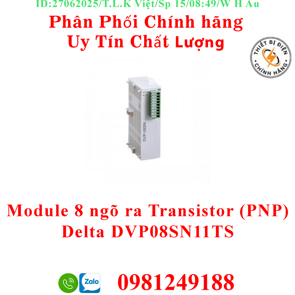 Module 8 ngõ ra Transistor (PNP) Delta DVP08SN11TS – thietbidienchinhhang