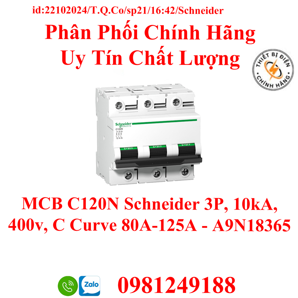 MCB C120N Schneider 3P, 10kA, 400v, C Curve 80A-125A – thietbidienchinhhang