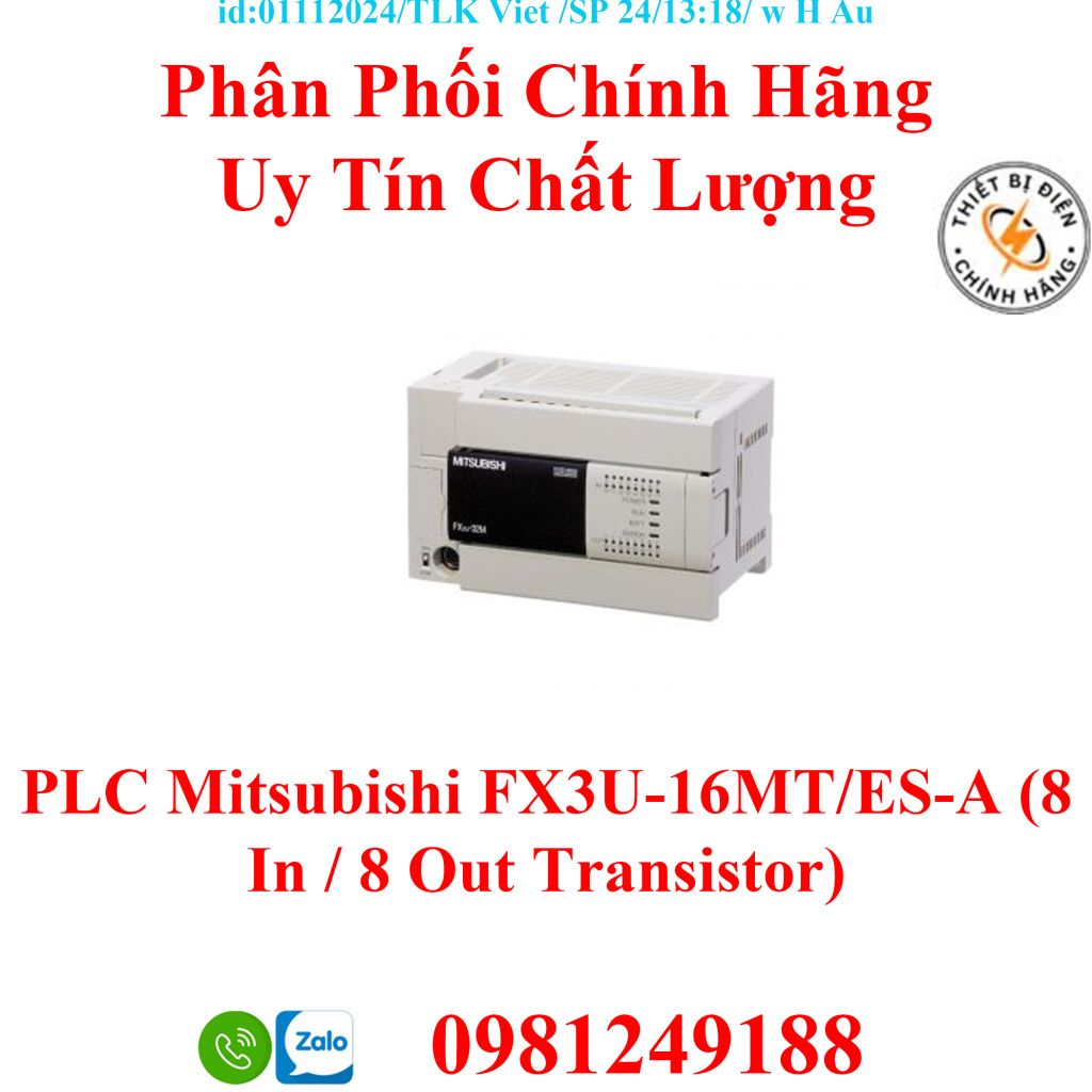 PLC Mitsubishi FX3U-16MT/ES-A (8 In / 8 Out Transistor) – thietbidienchinhhang