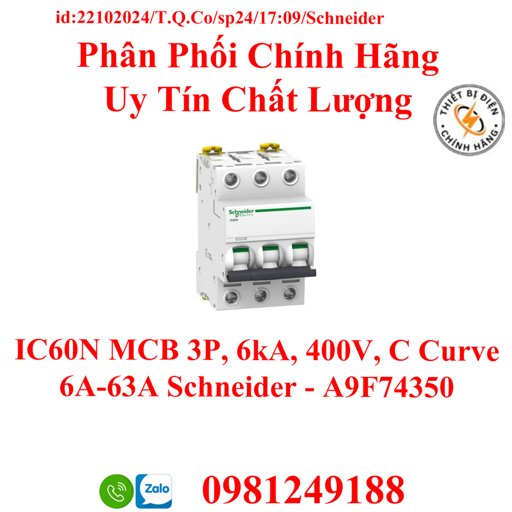 IC60N MCB 3P, 6kA, 400V, C Curve 6A-63A Schneider – thietbidienchinhhang