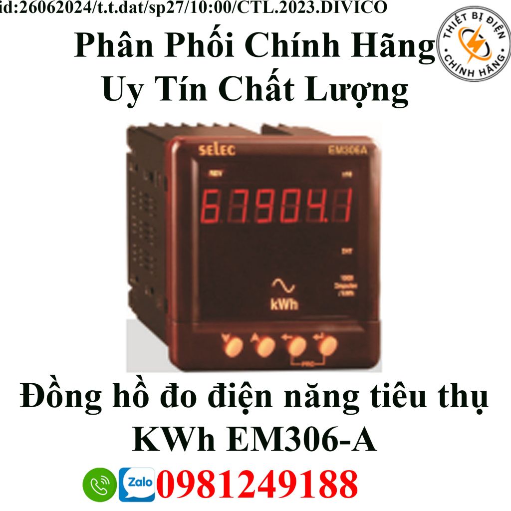 Đồng hồ đo điện năng tiêu thụ KWh EM306-A – thietbidienchinhhang
