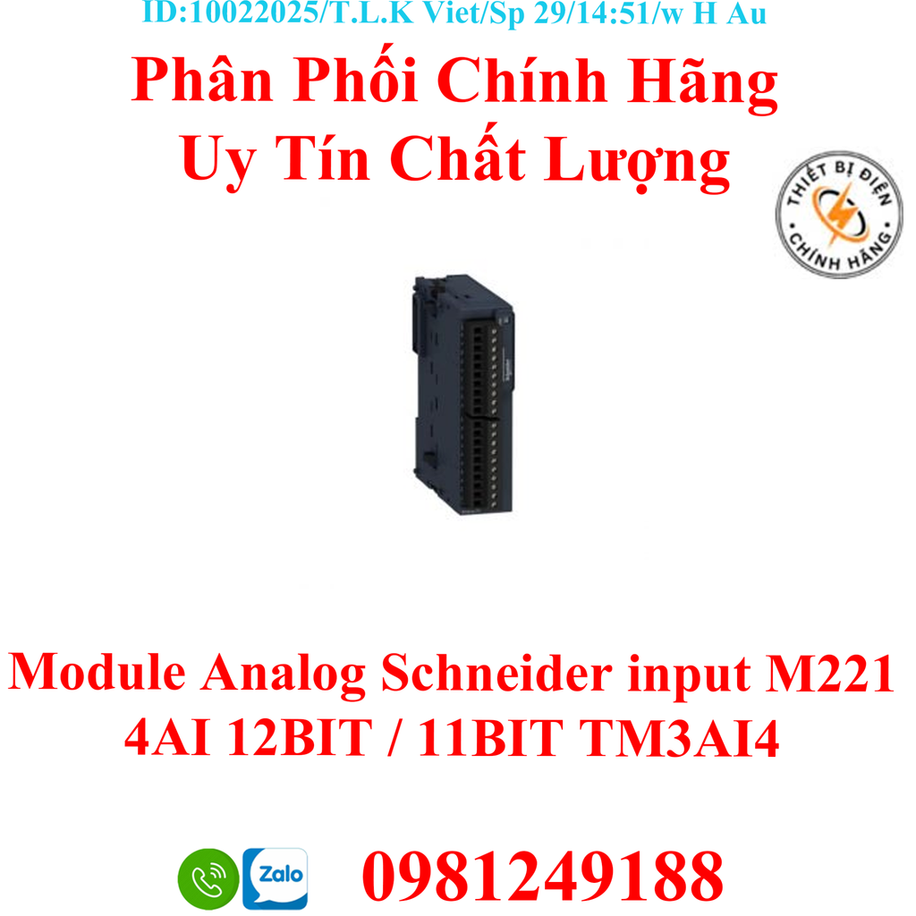 Module Analog Schneider input M221 4AI 12BIT / 11BIT TM3AI4 – thietbidienchinhhang