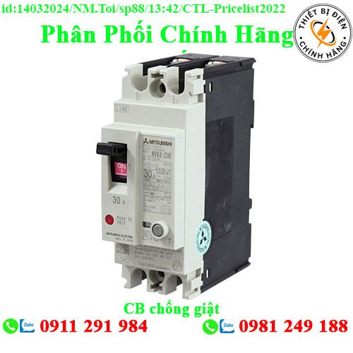 2DD008C00003K - Cầu dao tự động ELCB NV63-CV 2P 30A 7.5kA 30mA CE Mits – thietbidienchinhhang